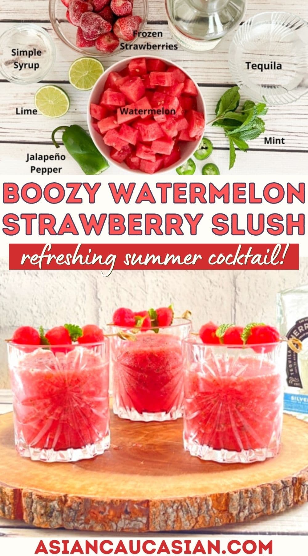 Boozy Watermelon-Strawberry Slush - Asian Inspired Eats Food Blog
