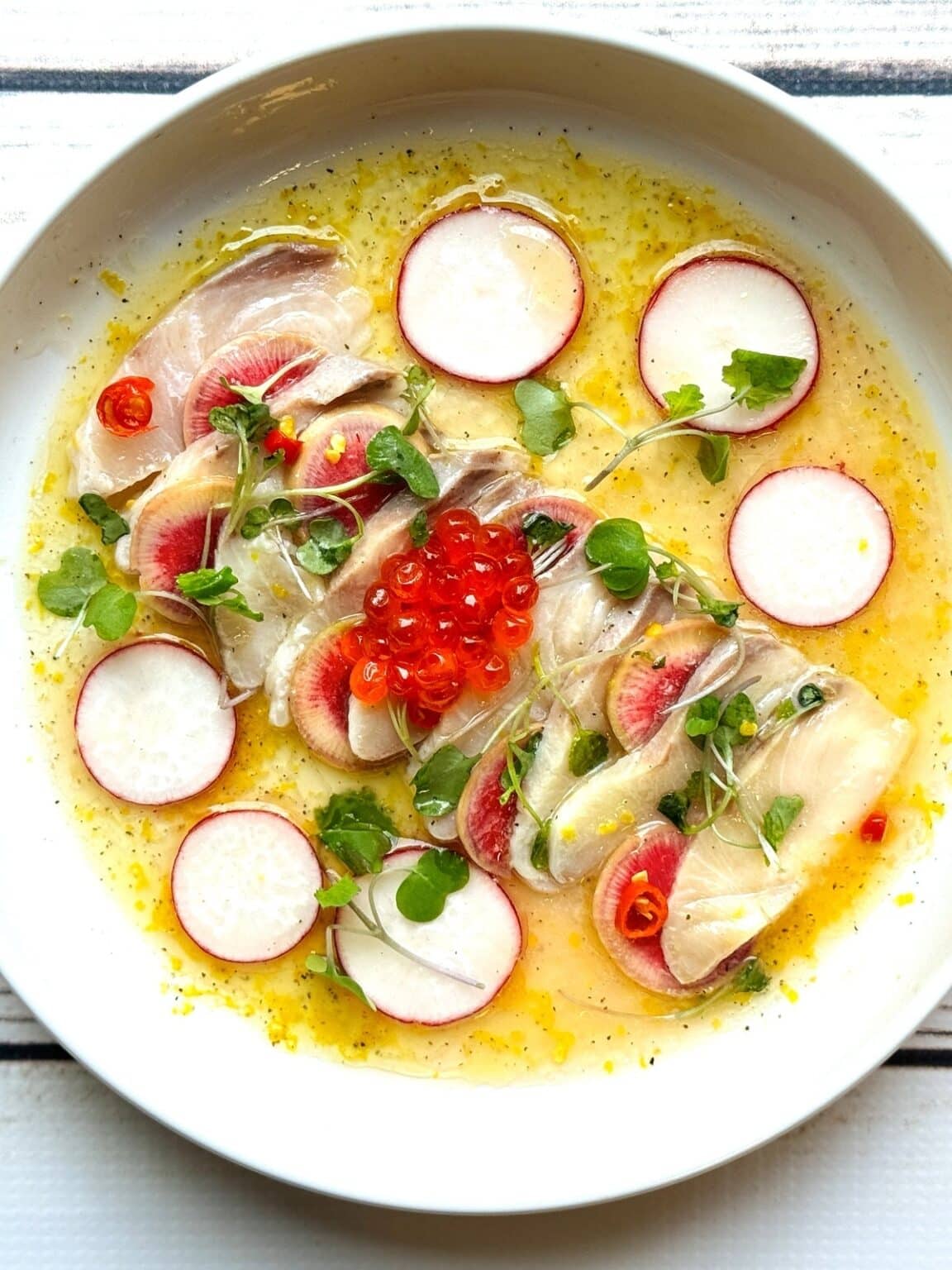 Spicy Hamachi (Yellowtail) Crudo - Asian Inspired Eats Food Blog